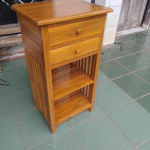 Jual meja dispenser kayu jati meja pojok meja laci 2 - Putih - Kab ...