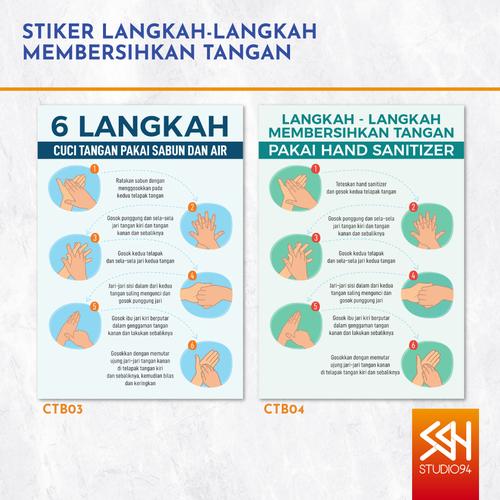 Jual Sticker Panduan Mencuci Tangan | Stiker Cara Membersihkan Tagan ...