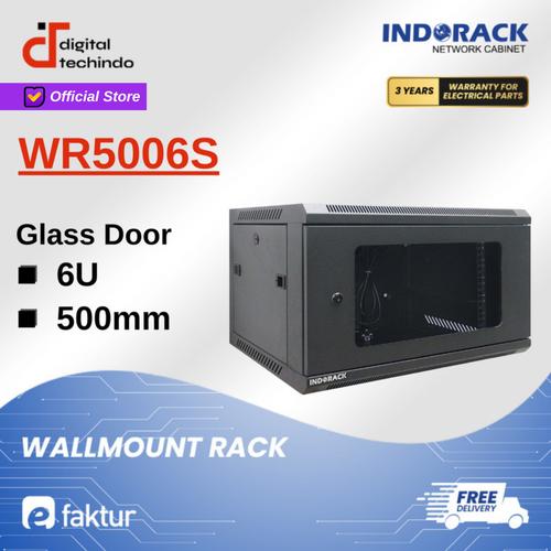 Promo WR5006S Wallmount Rack 6U INDORACK Depth 500mm Glass Door Rak ...