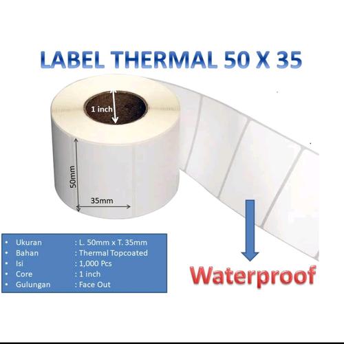 Jual LABEL THERMAL PREMIUM 50X35 STIKER THERMAL 50 X 35 - Blank - Kota ...