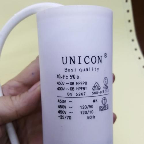 Jual KAPASITOR (Capasitor) RUNNING UNICON 40uf 450VAC type kabel ...