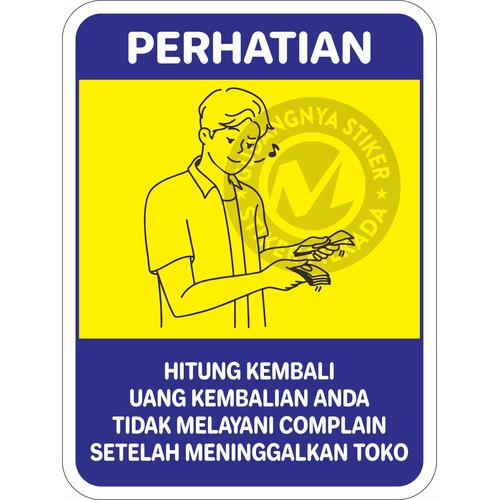 Jual STIKER VINYL HITUNG KEMBALI UANG KEMBALIAN ANDA - Kuning, A3 ...