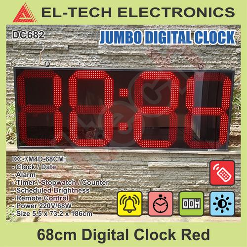Jual 68cm Jumbo Giant Jam Dinding Digital Clock LED Date Tanggal Alarm ...