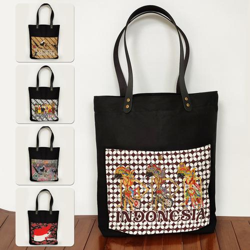 Jual Totebag Canvas Hitam Saku Batik Indonesia 02 Tas oleh oleh ...