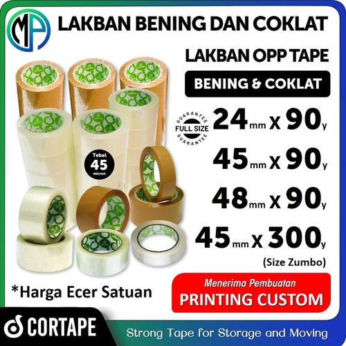 Jual Lakban Cortape 2 inch 45mm 48mm x 90 yard Bening Cokelat Spek ...