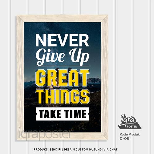 Jual Hiasan Dinding Quote Motivasi Kerja Kantor & Frame A4 - Never Give ...