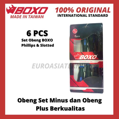 Jual BOXO | Obeng Set BOXO 6 Pcs Plus & Minus Screwdriver Set (SCWA-6CB ...