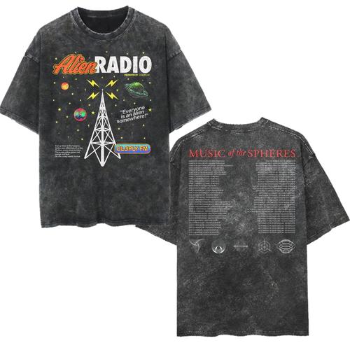 Promo Kaos Coldplay Alien Radio Music Of The Spheres washed t shirt ...