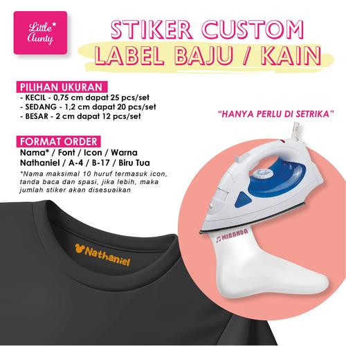 Jual Stiker Baju Custom Nama Label Setrika Sendiri isi 25 pcs - Kecil ...