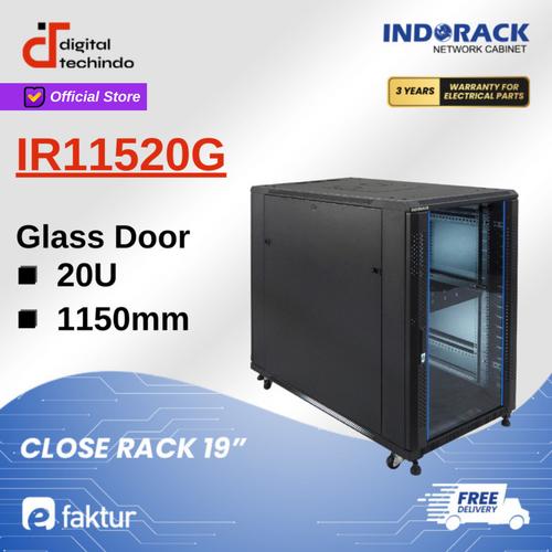 Promo IR11520G Close Rack 20U INDORACK Depth 1150mm Glass Door Rak ...