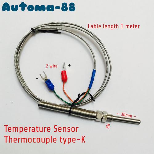Jual Thermocouple Type-K M8 30mm 3cm Temperature Sensor Probe 1m 1 ...