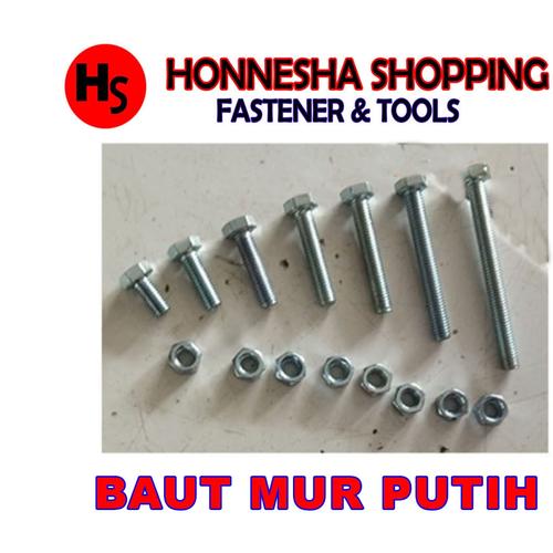 Jual Baut+mur+ring plat putih,m8x75, kunci 13, Full drat, promo - Kab ...