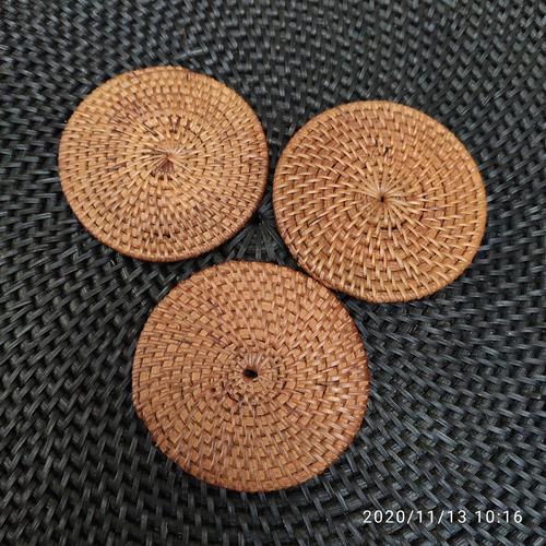 Jual glass coaster rotan 10cm/tatakan gelas anyaman/coaster rotan bulat ...