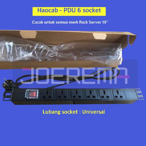 Jual HAOCAB colokan Universal PDU 6 lubang socket switch 19" rack rak ...