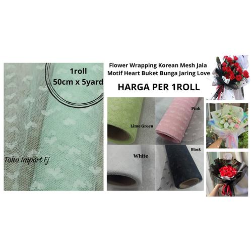 Jual Flower Wrapping Korean Mesh Jala Motif Heart Buket Bunga Jaring ...