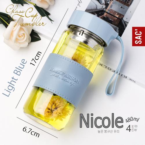 Promo NICOLE Tea Infuser Bottle Tumbler Glass Botol Kaca Air Minum Teh ...