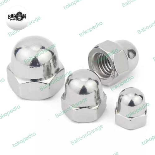 Jual mur topi stainless m10 drat halus/ cap nut stainless M10 drat ...