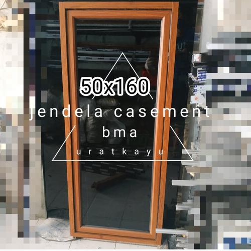 Jual jendela aluminium 50x160 warna serat kayu jati casement bouvenli ...