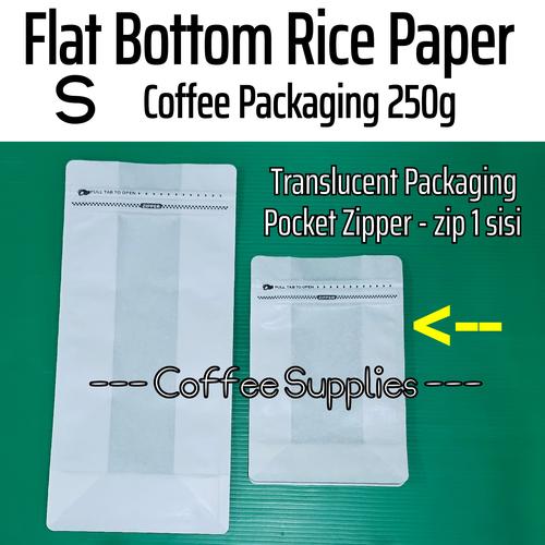 Jual Flat Bottom Rice Paper S Coffee Packaging 250g kemasan kopi putih 200g - Jakarta Barat ...