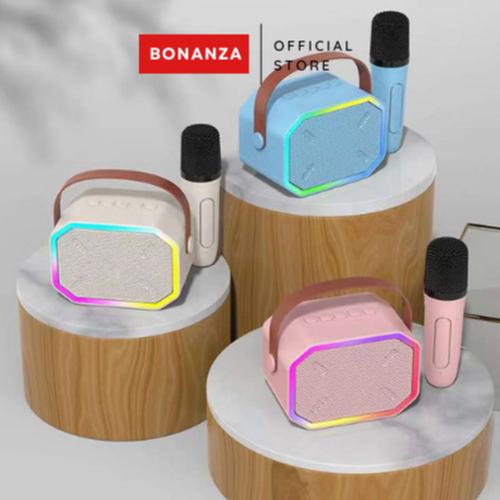 Jual Mic Speaker Mini Bluetooth LED Karaoke 2 Microphone Hexagonal ...