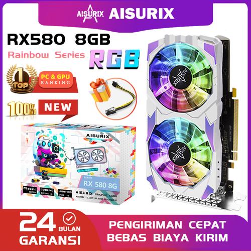 Jual AISURIX baru VGA Card RX 580 8GB ddr5 Kartu grafis bercahaya RGB ...