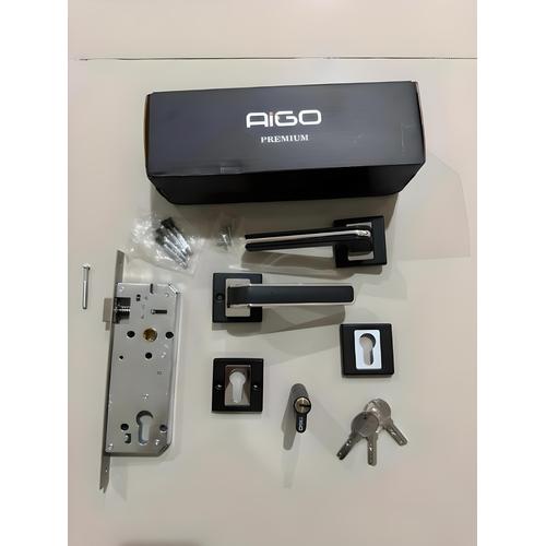 Jual FPL 02 HANDLE PINTU PISAH HITAM SET AIGO // GAGANG ROSET PINTU ...