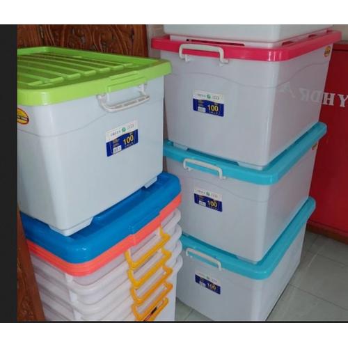 Jual Green Leaf 7882 Container Box 100 Liter Roda Kotak Rak Plastik ...