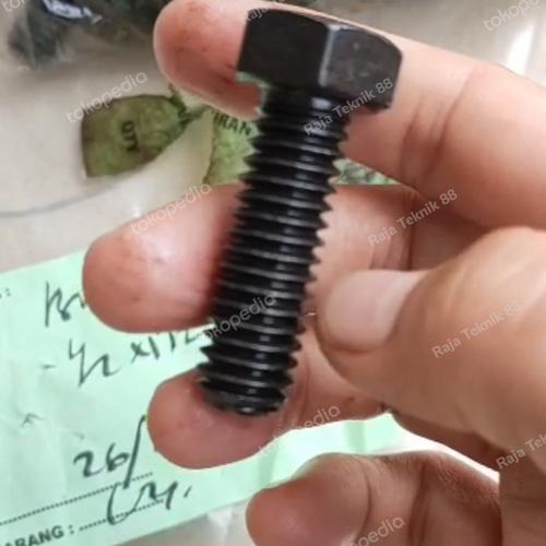 Jual baut mur hitam 1/2x1 1/2 biasa/ baut 1/2 x 1 1/2 + mur / baut mur ...