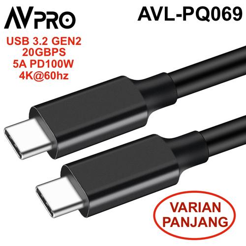 Jual AVPRO AVL-PQ069 Type-C to Type-C Cable USB 3.2 Gen2 20gbps 5A 100w ...