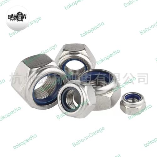 Jual mur nylon stainless M10 drat halus/nylon nut stainless M10 drat ...