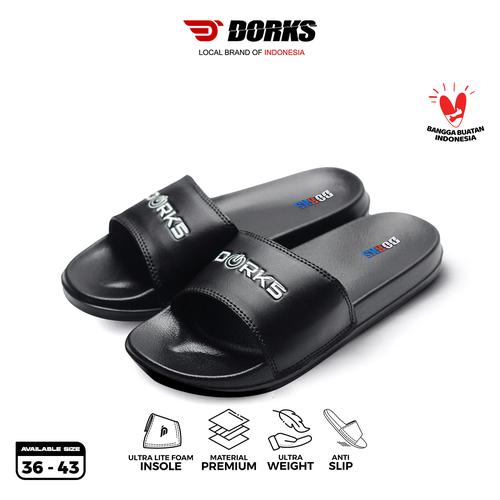 Promo Dorks Sandal Orks Black/White | Sandal Slop | Sandal Pria ...