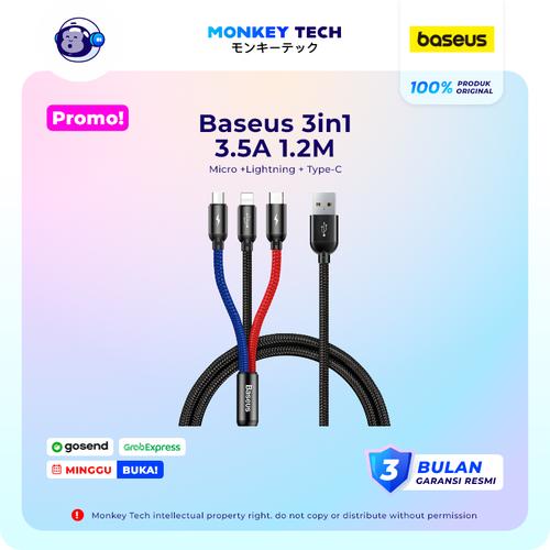 Jual Baseus Kabel Data Primary Colors 3in1 Micro+Lightning+Type-C 3.5A ...