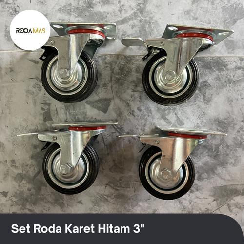 Jual Roda Karet/ Roda Troli / Roda Etalase/ Roda lori 3 inch set ( 4 ...