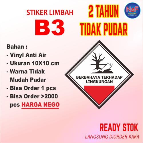 Jual Stiker limbah B3 label tanda simbol beracun bahaya lingkungan anti ...