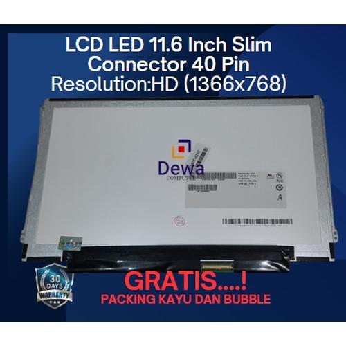 Jual LCD LED 11.6 Inch Slim Connector 40 Pin dudukan baut pinggir ...