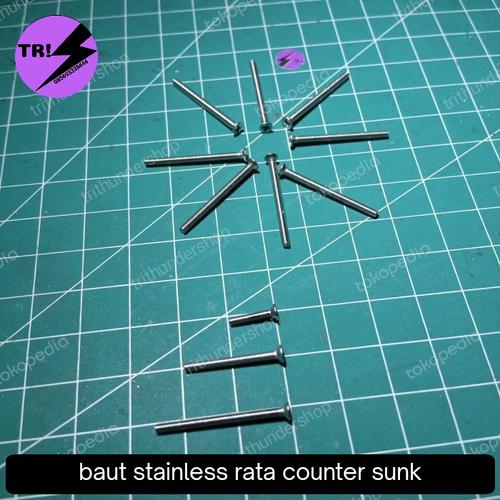 Jual baut rata stainless rep tamiya 15510 flat screw keras counter sunk ...