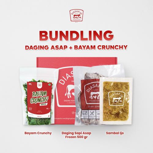 Promo SEI SAPI /Daging Sapi Asap + Bayam Crunchy + 1 Sambal DIASAPIN ...