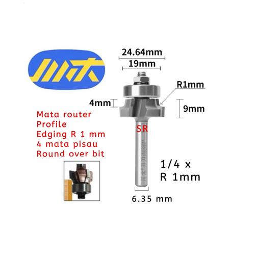 Jual Mata Router/ Profil Edging R 1mm 4 Mata Pisau/ Round Over Bit ...