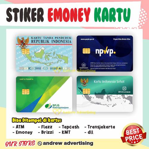 Jual Stiker Emoney Model Kartu Indonesia KTP, BPJS, NPWP, KIS, Kartu ...