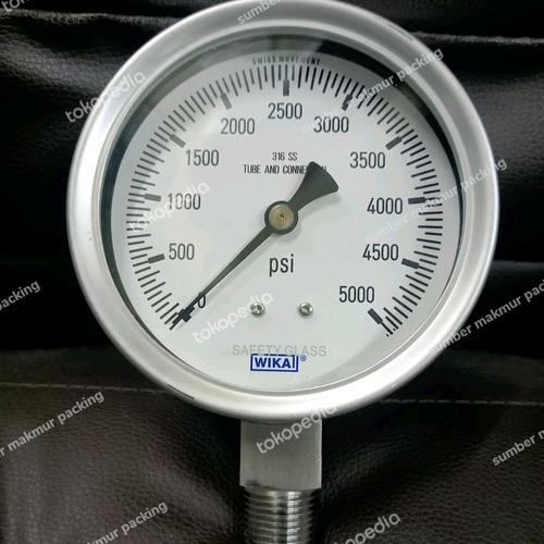 Jual pressure gauge 5000 psi size 4 inch bottom connection 1/2 npt wika ...