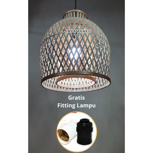 Jual Kap lampu gantung bambu/kap lampu caffee/kap lampu anyaman bambu ...