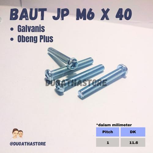 Jual M6x40 Baut JP Galvanis Baut JP M6 x 40 Pan Head Obeng Plus - Kab. Tangerang - Duo Atha ...