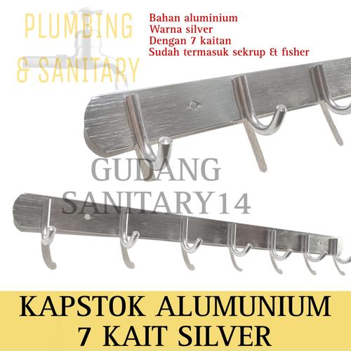 Jual Kapstok alumunium 7 kait silver gantungan baju hook 7 kait ...