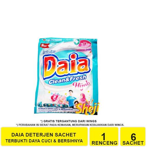 Jual DAIA DETERGENT BUBUK 53 GRAM 1 RENCENG ISI 6 SACHET - DAIA HIJAB ...