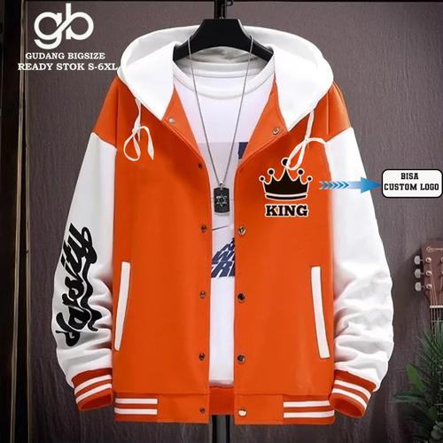 Jual JAKET ZIPPER VARSITY KINGS ORANGE S-6XL.JAKET ZIPPER OVERSIZE ...
