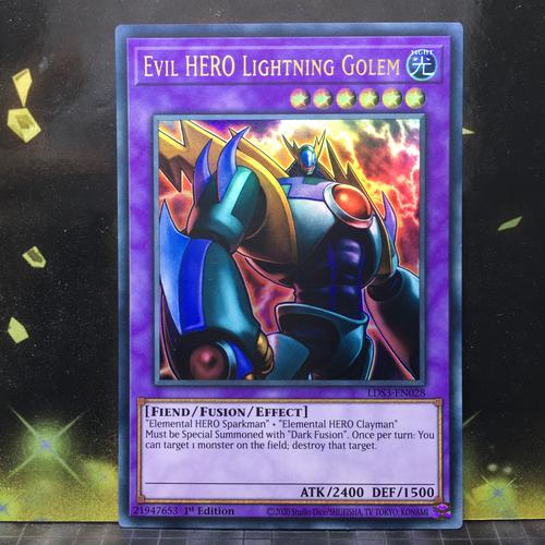 Jual Yugioh Evil HERO Lightning Golem - LDS3 ultra rare - Merah ...