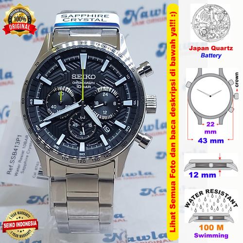 Jual Seiko SSB413P1 Chronograph Sapphire Black - Jam Tangan Pria SSB413 ...