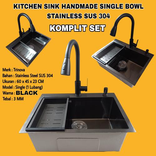 Promo Kitchen Sink Wastafel Bak Cuci Piring BLACK 6045 Stainless SUS ...