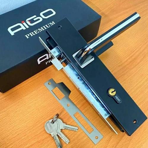 Jual HANDLE PINTU HITAM SET AIGO KUNCI PINTU RUMAH UKURAN BESAR 25CM ...
