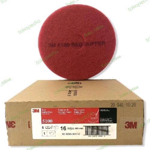 Jual 3M Red Buffer Pad 5100 16 Inch / Floor Buffing Pad 16" (1Box=5pc ...